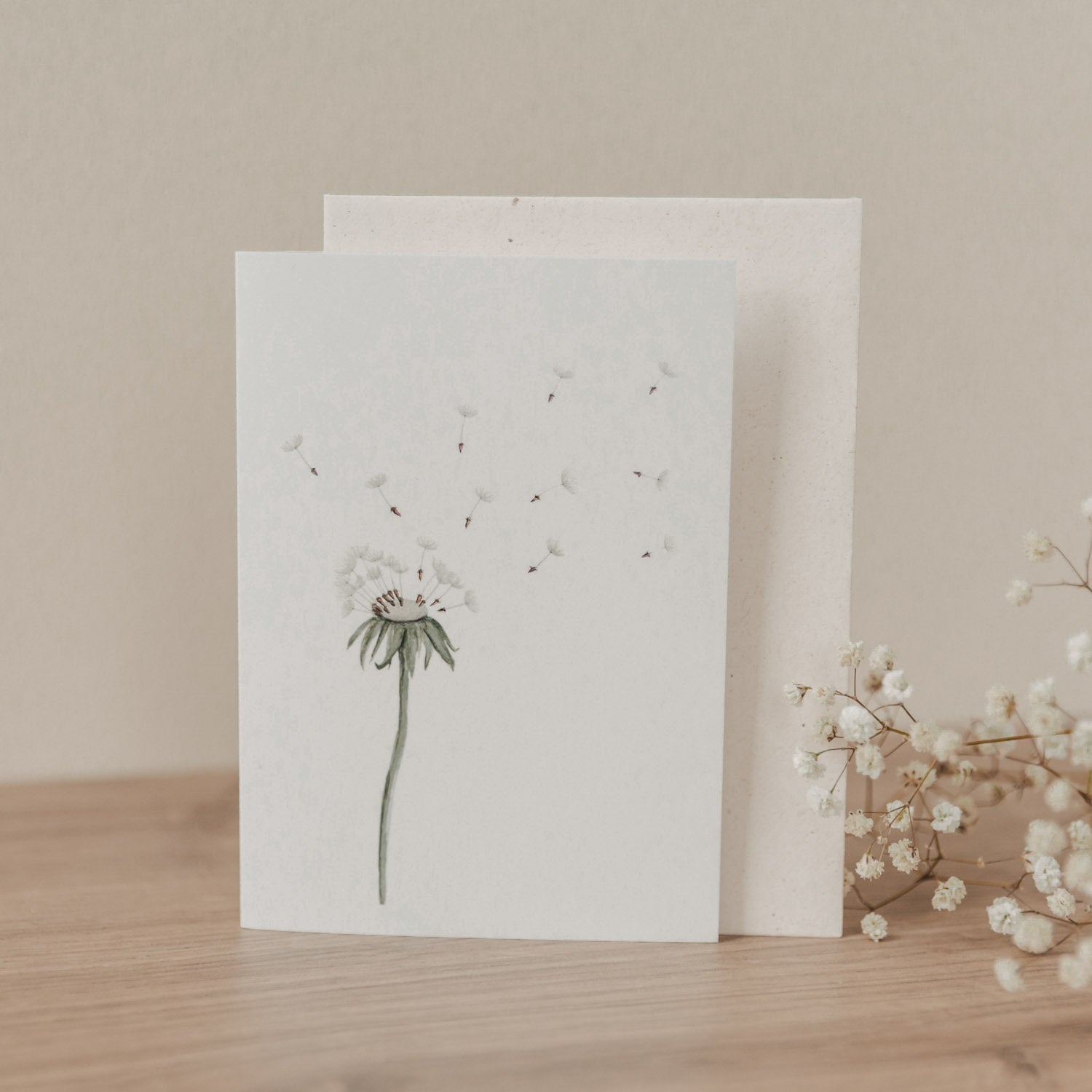 Pusteblume Grußkarte – Zartes Motiv für liebe Worte | Eulenschnitt